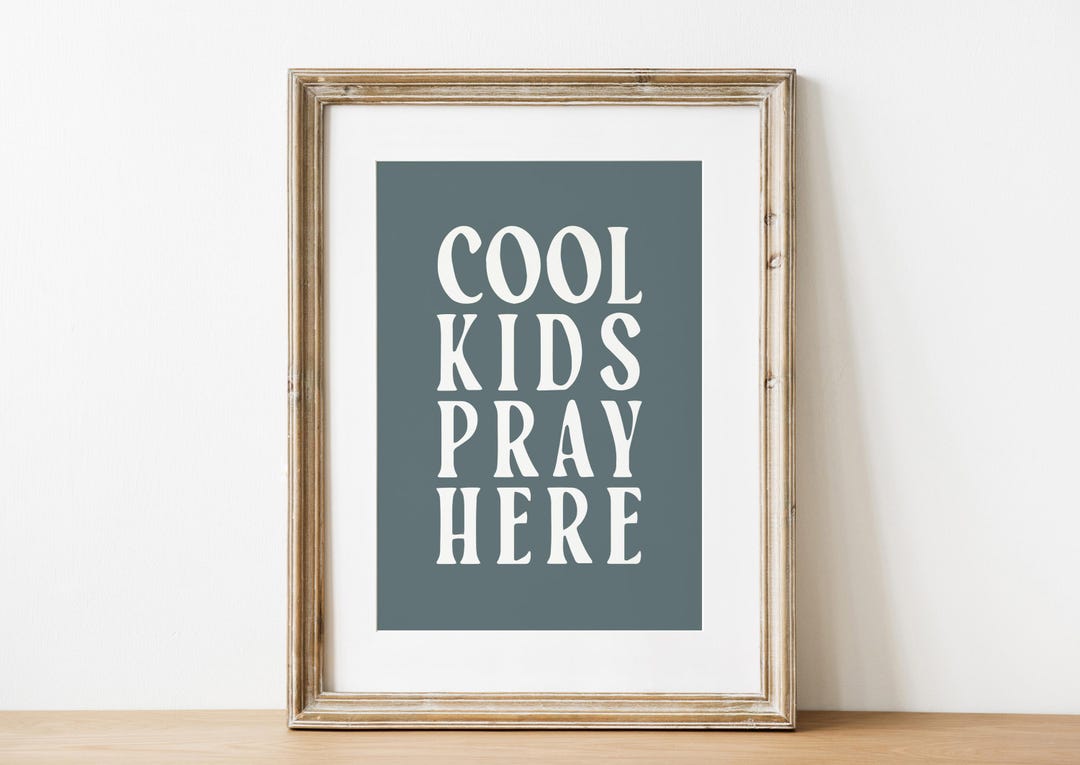 Cool Kids Pray Here Printable Wall Art, Trendy Retro Christian Print ...