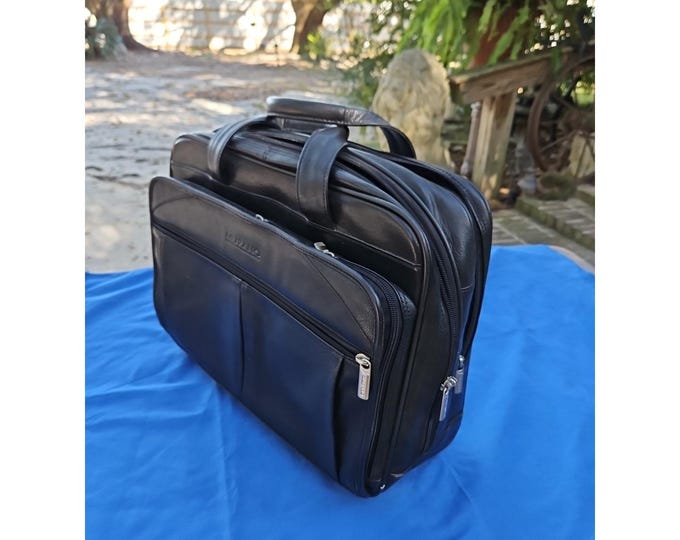 Murano Leather Wheeled Briefcase Carry-on Retractable Handle Expandable ...