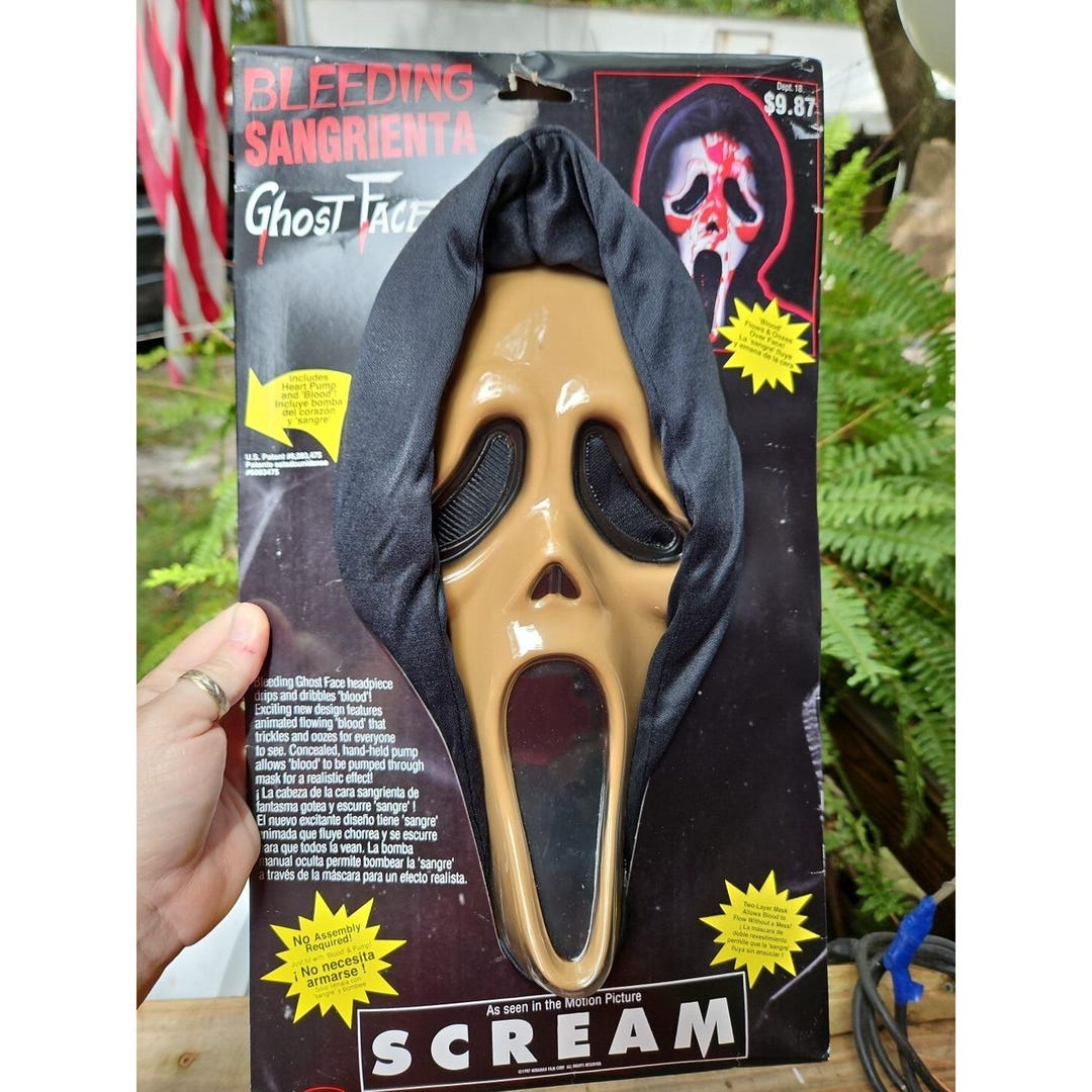Vintage 1997 SCREAM GHOST FACE Bleeding Halloween Mask Blood Heart Pump ...
