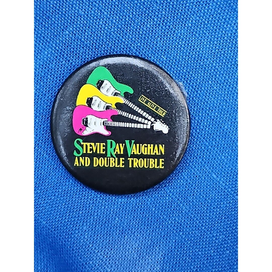 Stevie Ray Vaughn and Double Trouble Live Alive Tour Vintage Pinback ...