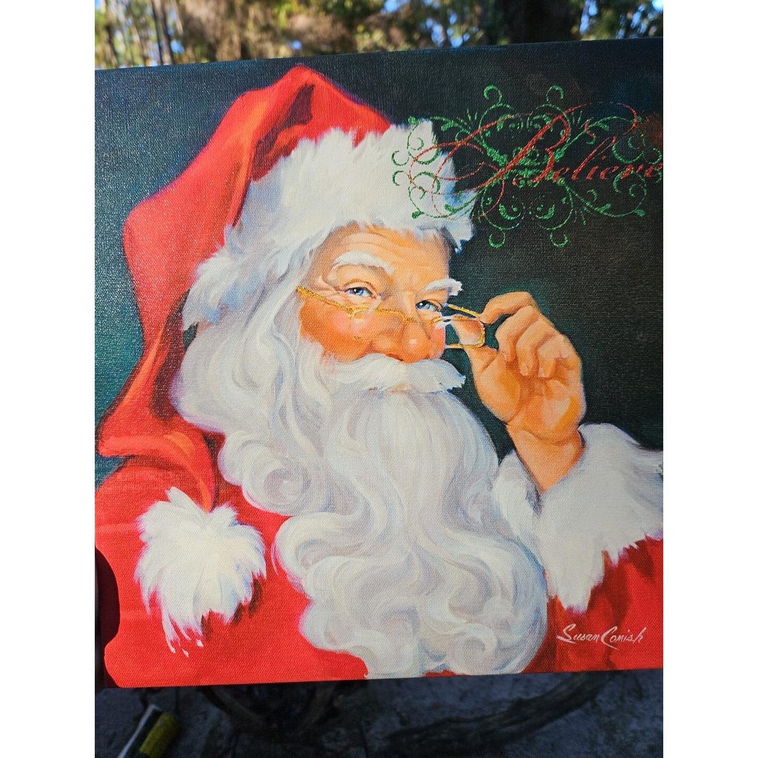 Susan Comish "believe" Santa Christmas St. Nick Print on Canvas 12x12 ...