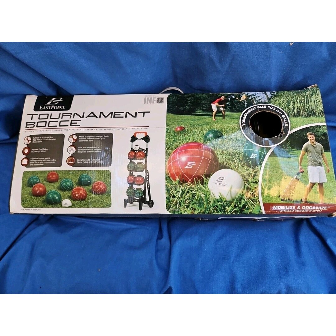 Tournament Bocce Ball Set W/wheeled Deluxe Storage Cart Eastpoint 103mm ...