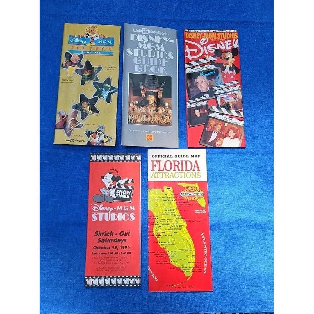 Disney MGM Studios Guidebook Brochures Show Times Park Map Pamphlet ...