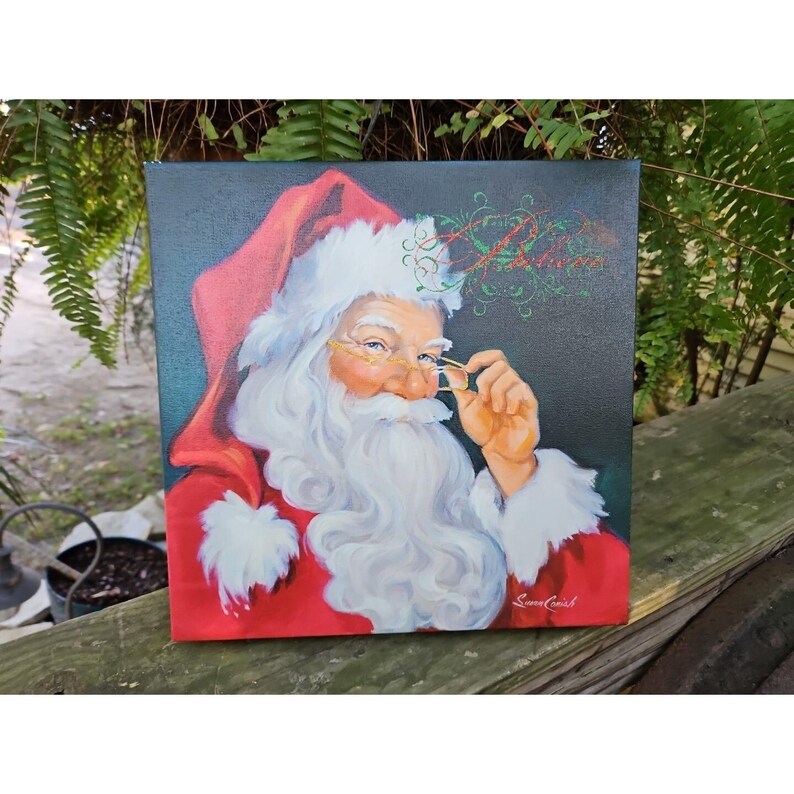 Susan Comish "believe" Santa Christmas St. Nick Print on Canvas 12x12 ...