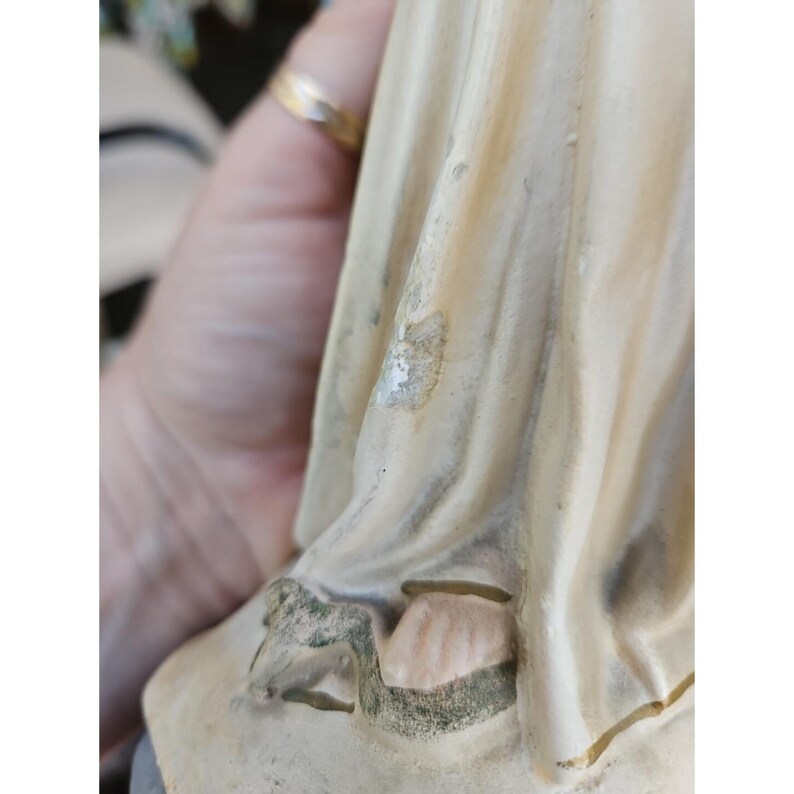 Vintage Our Lady of Grace VIRGIN MARY Statue Standing on Serpent ...