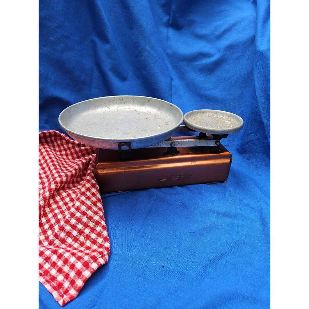 Vintage Kitchen Scale Copper Primitive Roberval Balance Double Pan ...