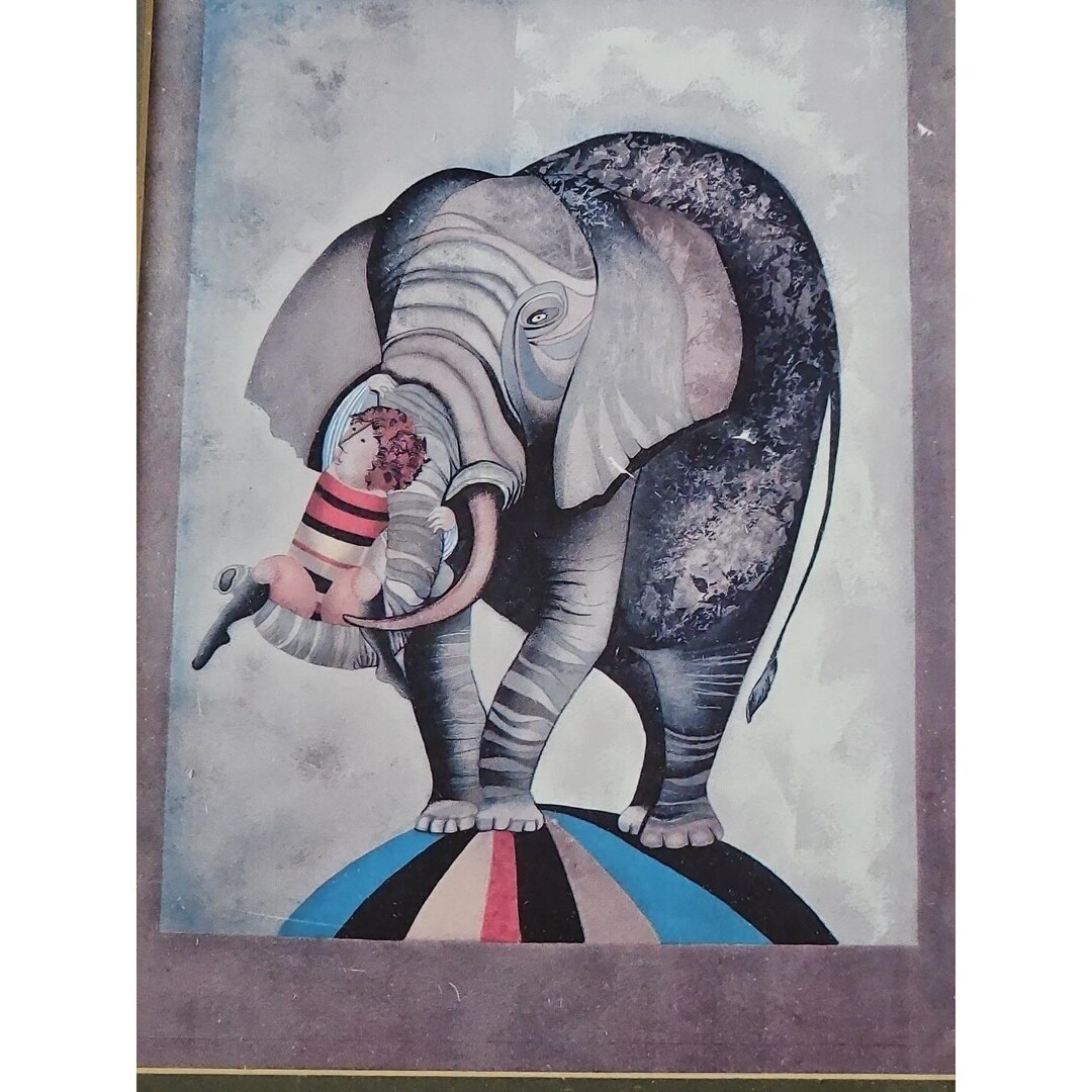 Graciela Rodo Boulanger ELEPHANT FOR KRIS Lithograph Print Framed 13 ...