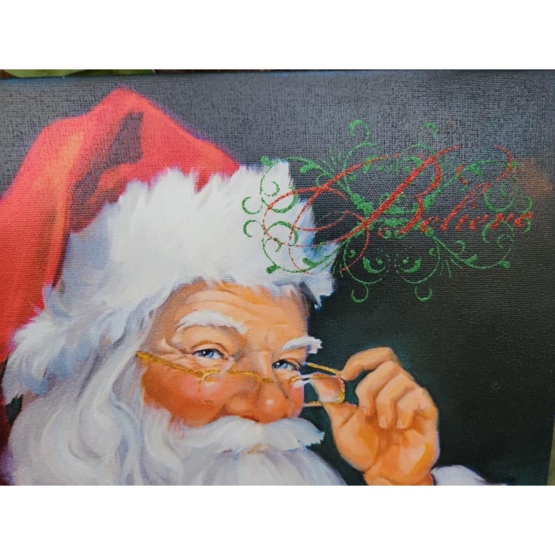 Susan Comish "believe" Santa Christmas St. Nick Print on Canvas 12x12 ...
