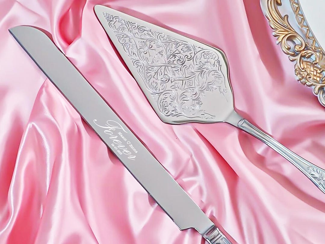 Custom Wedding Cake Knife & Server - Personalized Engraved Cake Server ...