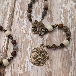 Chaplet of St. Joseph Catholic Rosary Beads Gemstone Antique Bronze ...