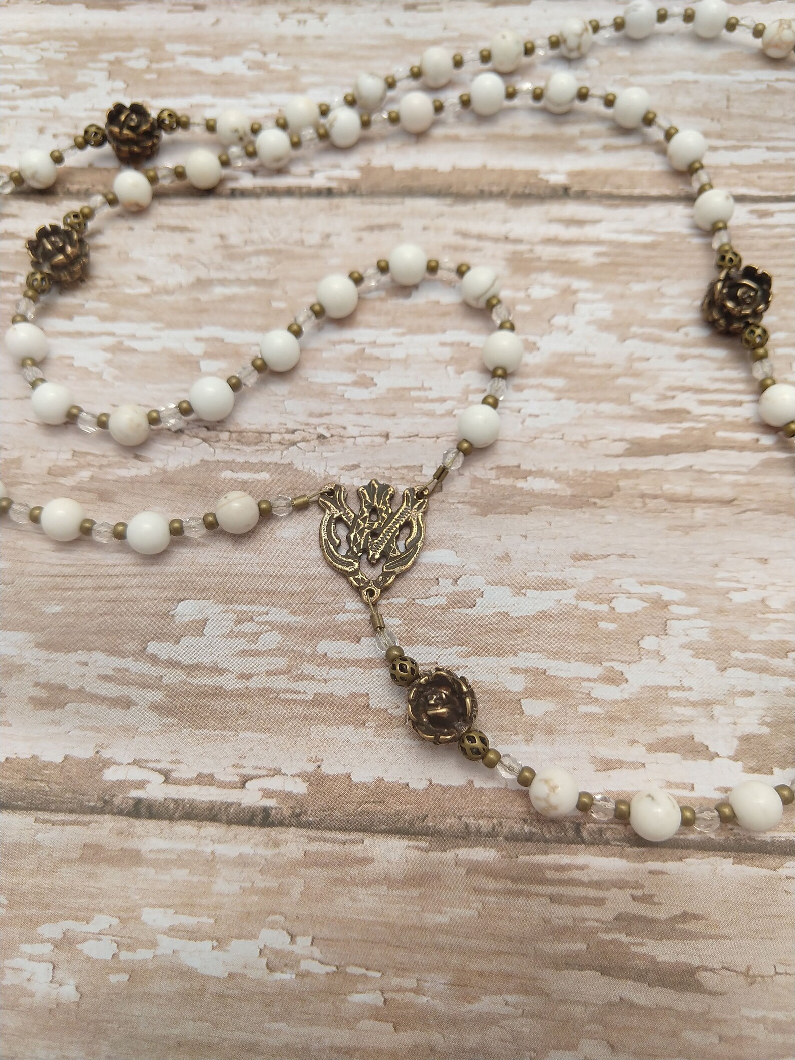 Catholic Rosary Ave Maria Praying Angels White Gemstone - Etsy