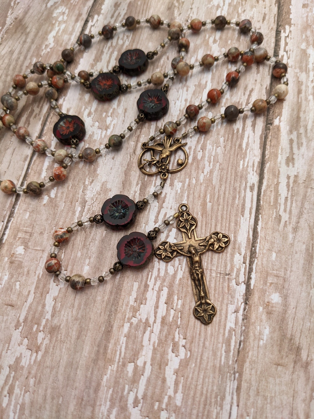Catholic Rosary - Holy Spirit Dove Confirmation Rosary - Gemstone and ...