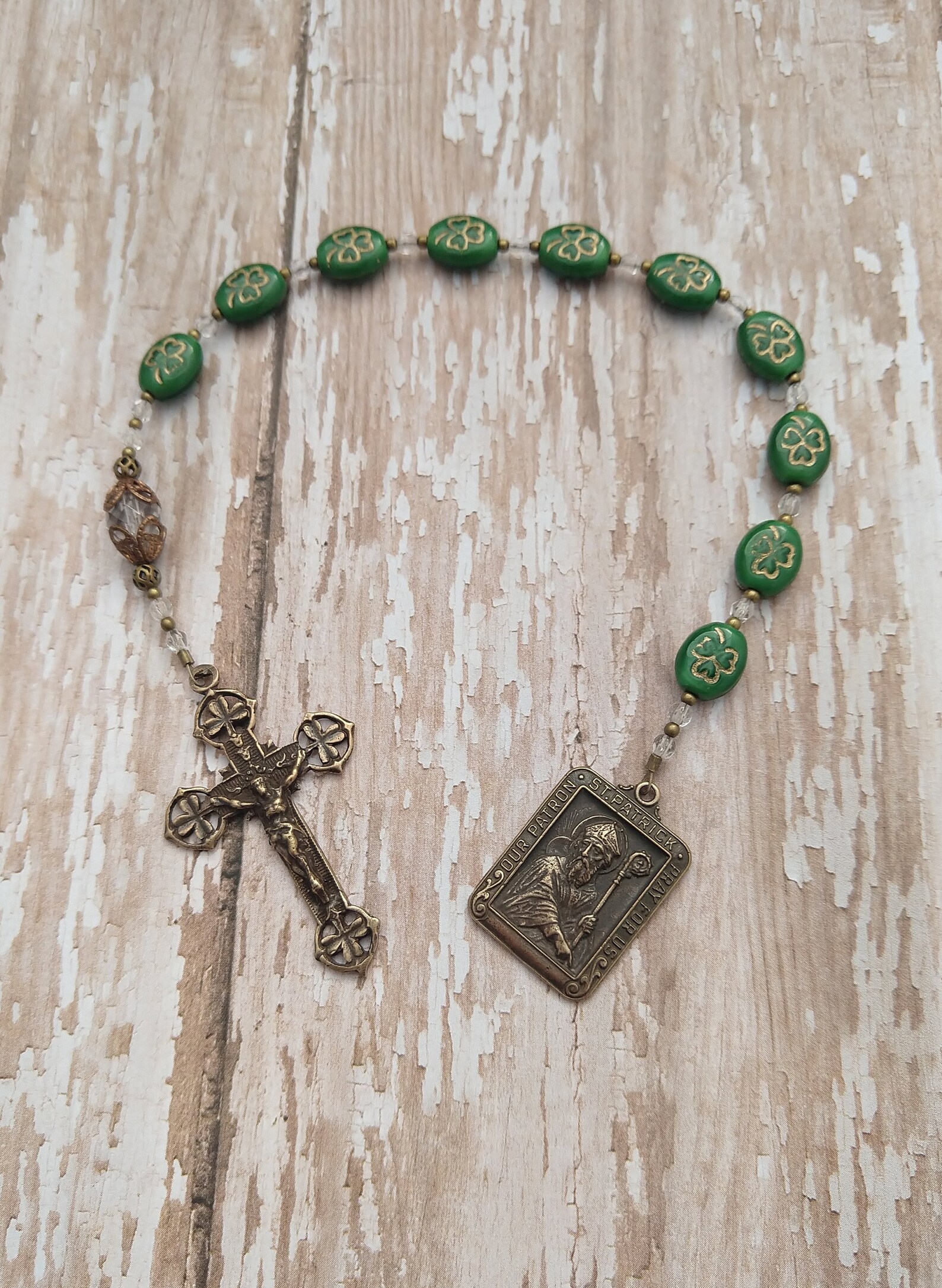 St. Patrick Catholic Pocket Rosary Shamrock Clover Irish - Etsy