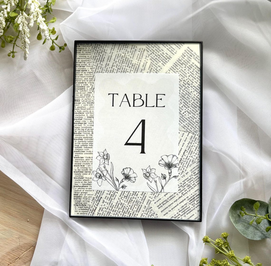 Book-themed Wedding Table Number Frame - Etsy