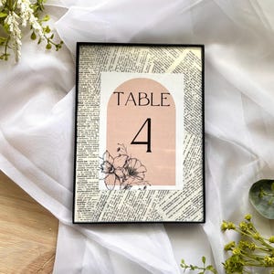 Book-themed Wedding Table Number Frame - Etsy