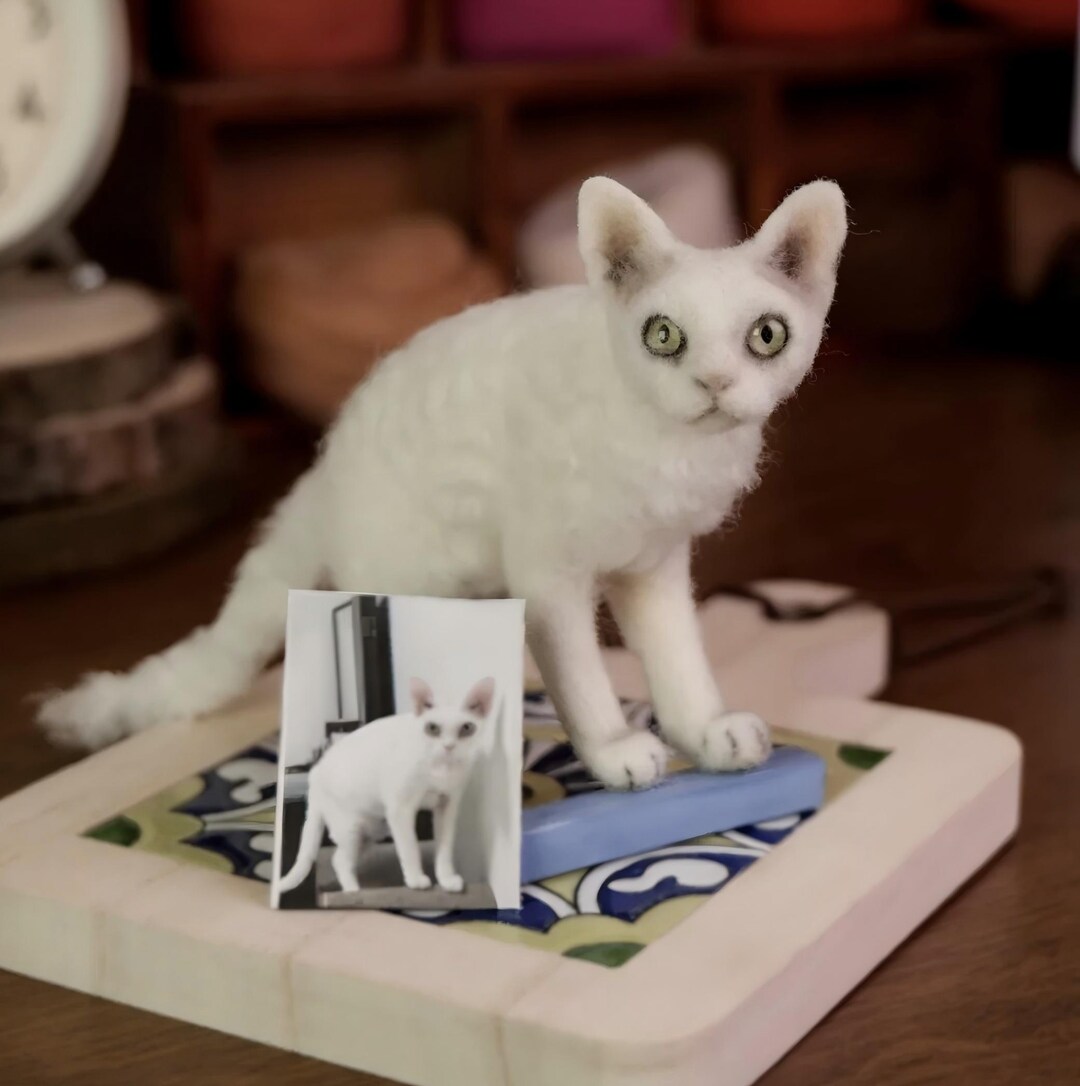 Felt Devon Rex Memorial Sculpture,custom Wool Needle Felted Pet ...