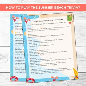 Summer Trivia Game True or False for Kids, Teens, Adults – Family Beach ...