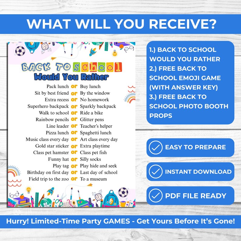 Back to School Would You Rather Game for Kids, Fun Icebreaker for ...