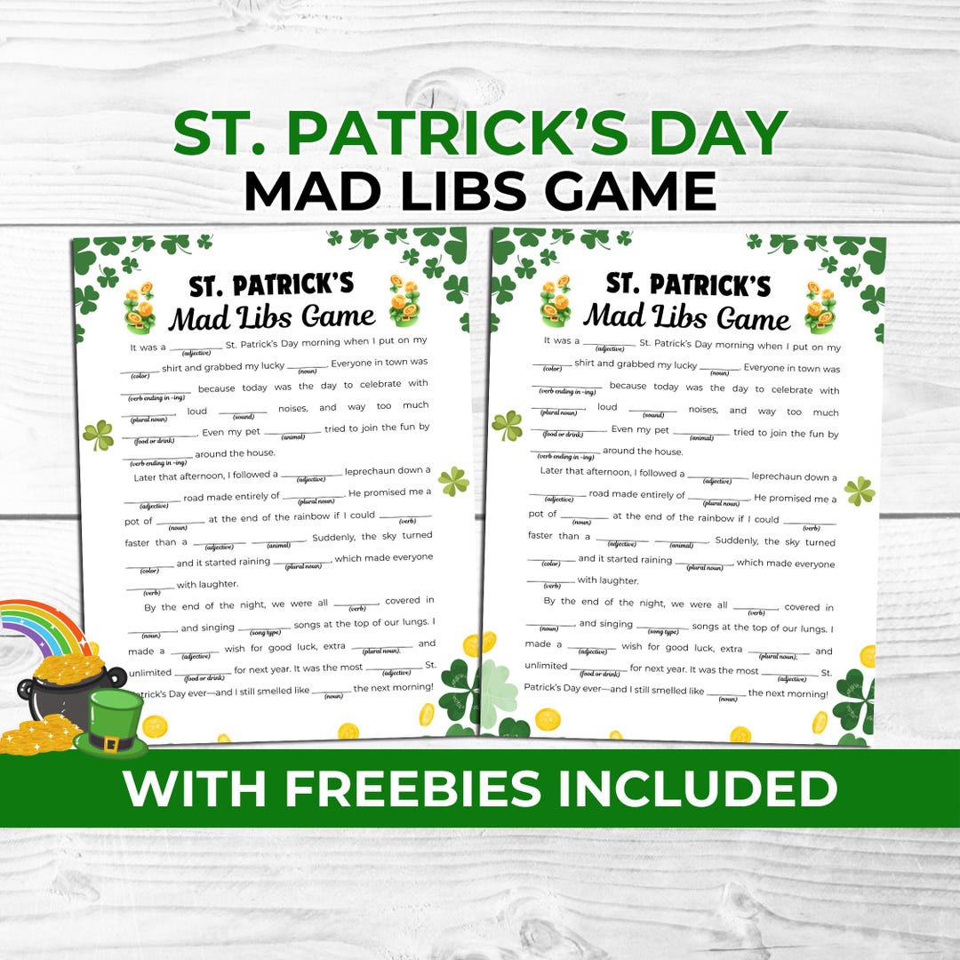 St. Patrick’s Day Mad Libs Game Printable for Kids, Adults & Families ...