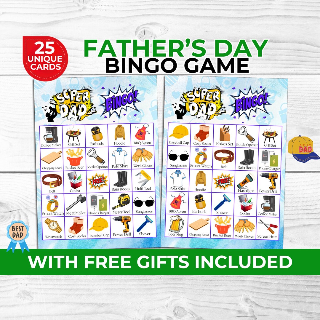 Father’s Day Bingo Game Cards for Kids, Adults, & Family – Printable ...