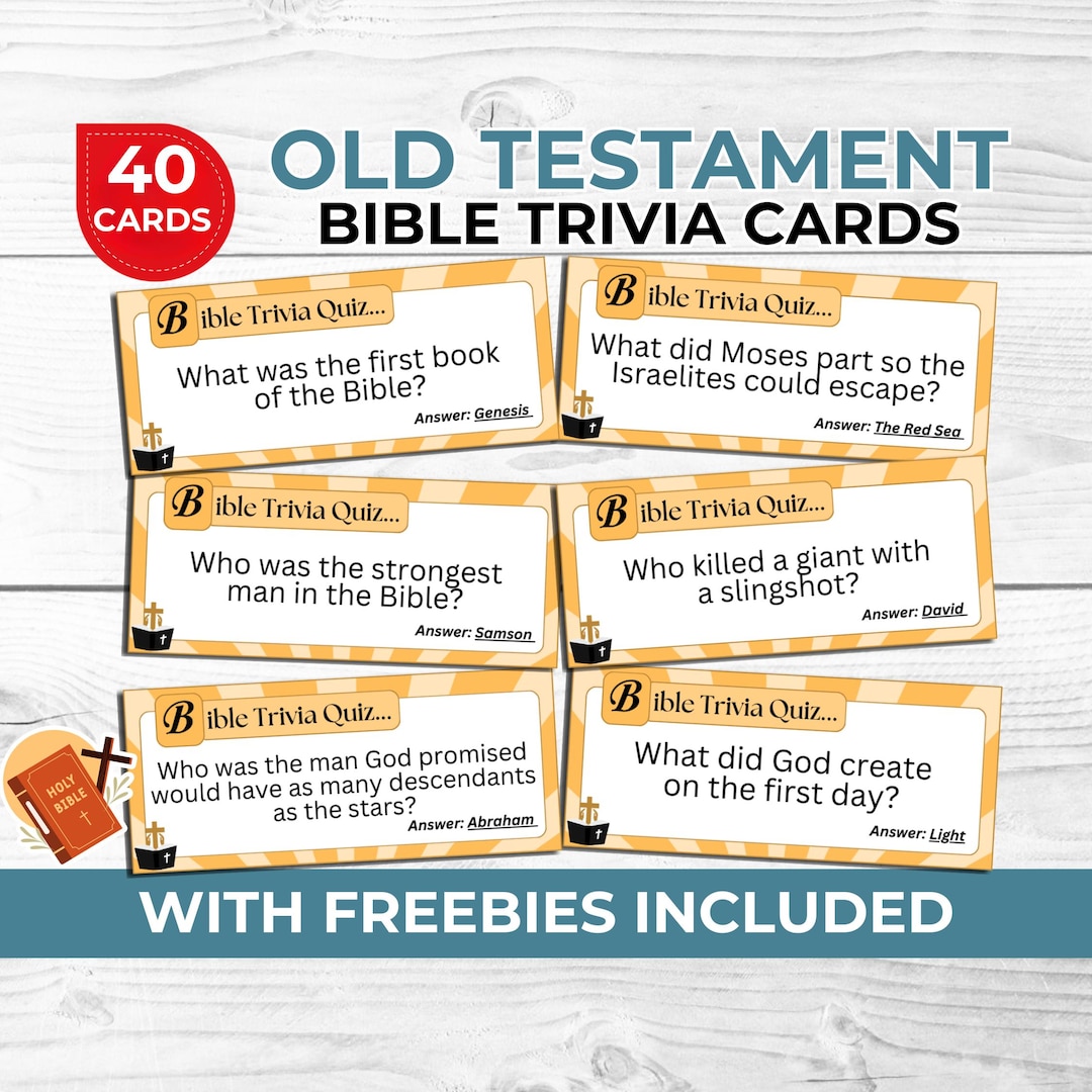 Old Testament Bible Trivia Cards for Kids & Youth, Christian Sunday ...