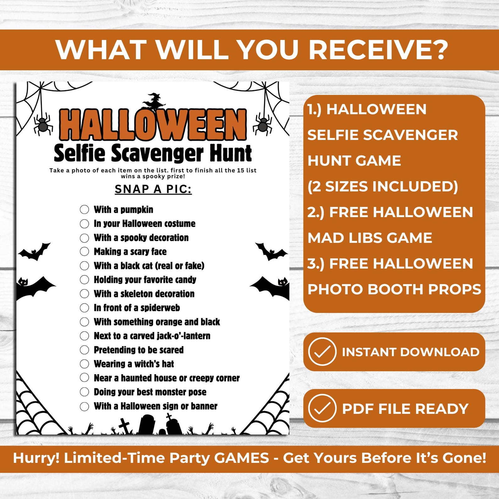 Halloween Selfie Scavenger Hunt Game for Kids, Teens, & Family | Party ...