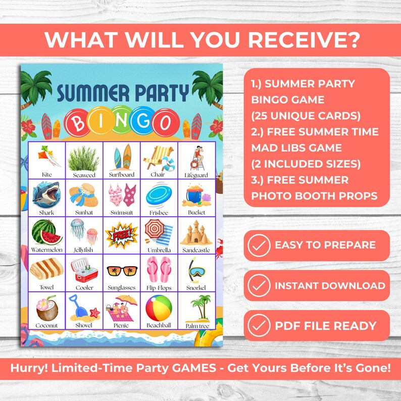 Printable Summer Bingo Sheets for Kids & Adults + Free Beach Mad Libs ...