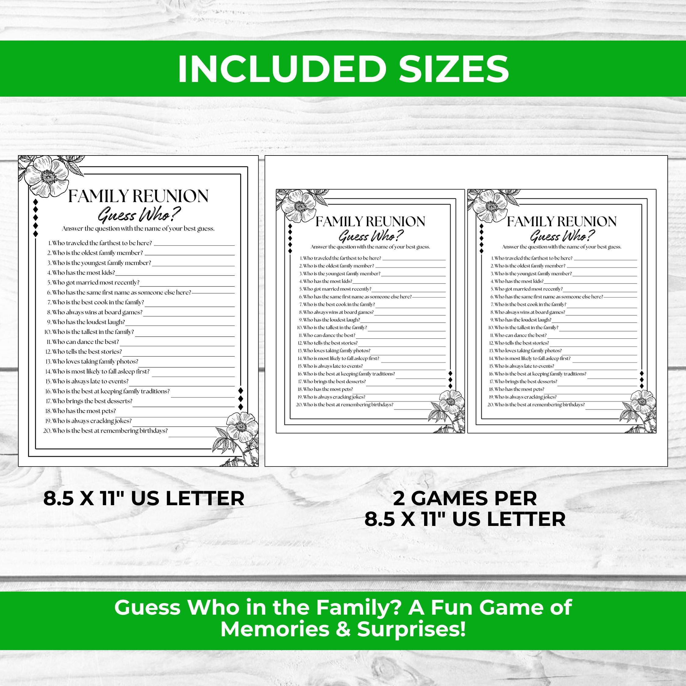 Family Reunion Guess Who Game Printable - Family Gathering Activity for ...