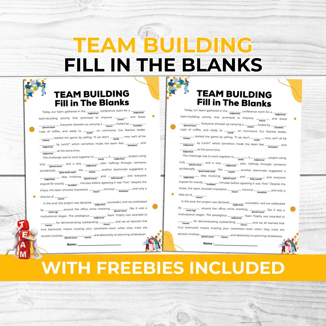 Team Building Fill in the Blanks Game Printable for Offices & Groups ...