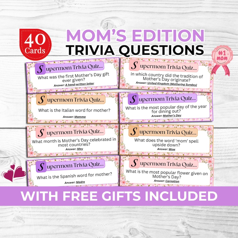 Mother's Day Trivia Quiz Game Printable | Fun Mother's Day Party ...