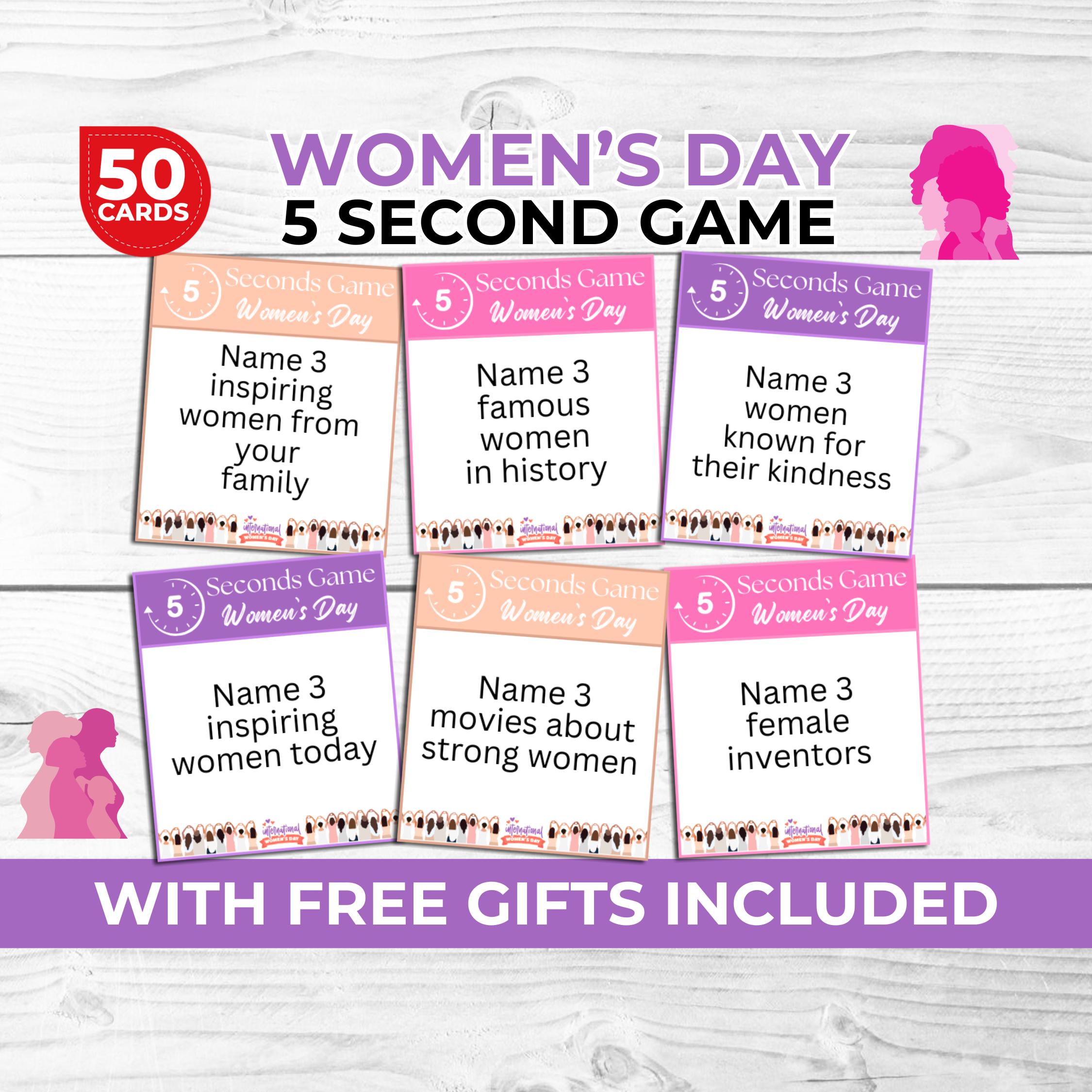 Women's Day 5 Second Game Printable, Fun Party Game for Adults & Teens ...