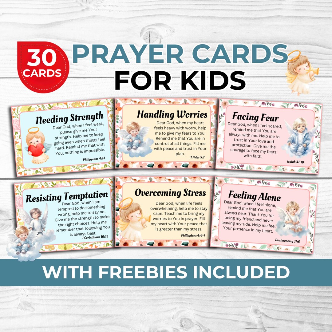 Printable Prayer Cards for Kids With Free Photo Booth Props & Bookmarks ...