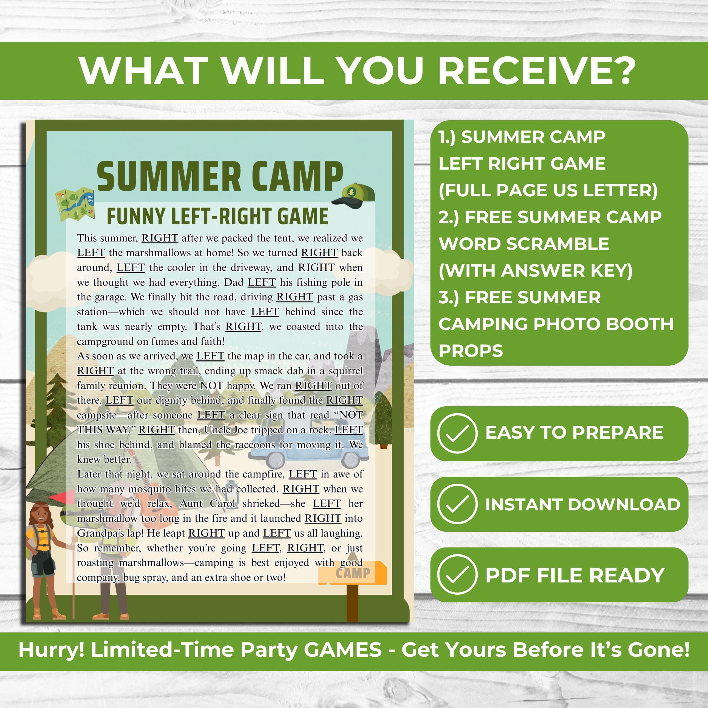 Camping Left Right Game for Campers & Families – Funny Campfire Game ...