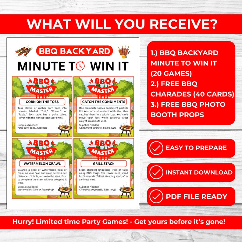BBQ Minute to Win It Games for Family & Kids – Backyard Barbecue Party ...