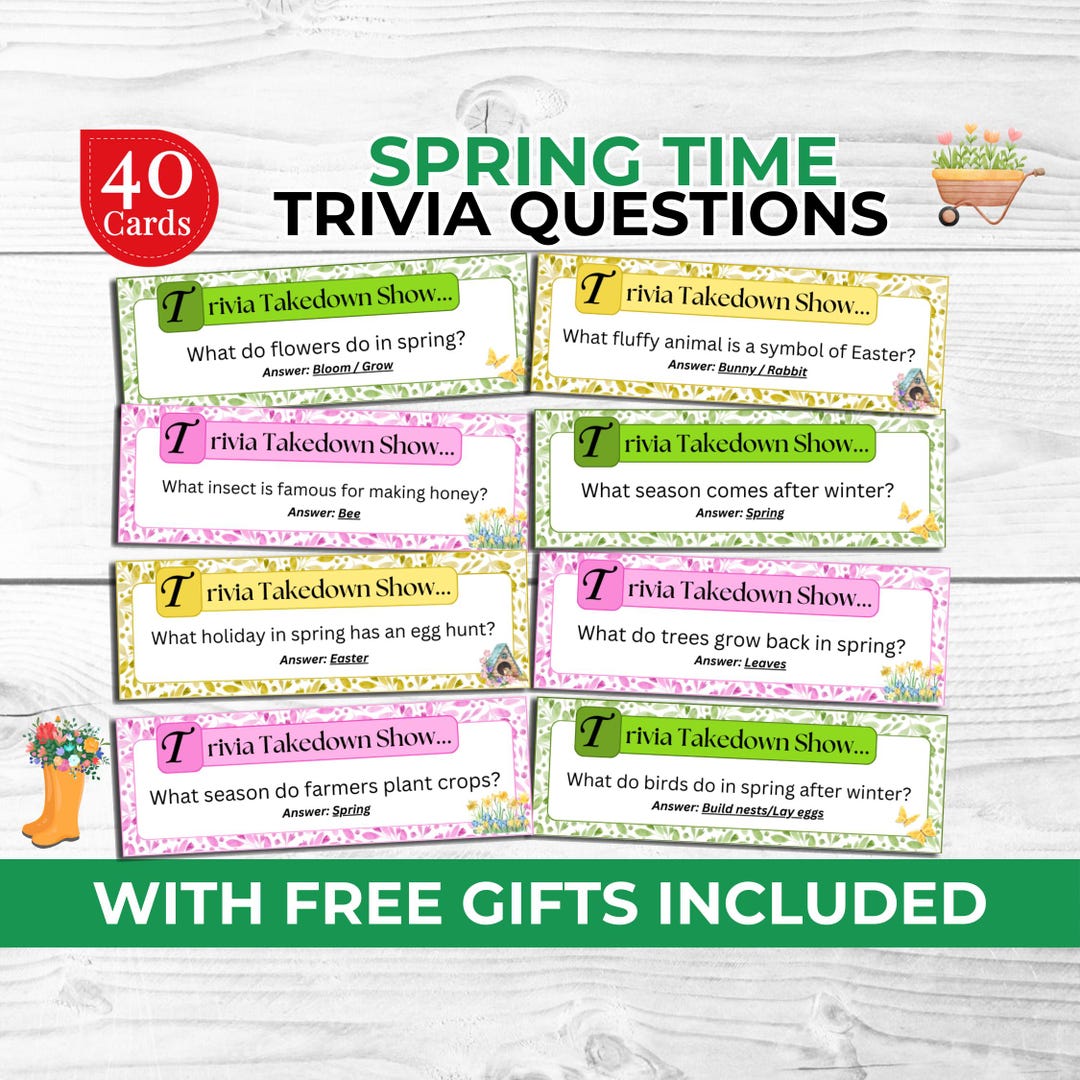Spring Trivia Quiz Game + Free Scavenger Hunt & Photo Booth Props | Fun ...
