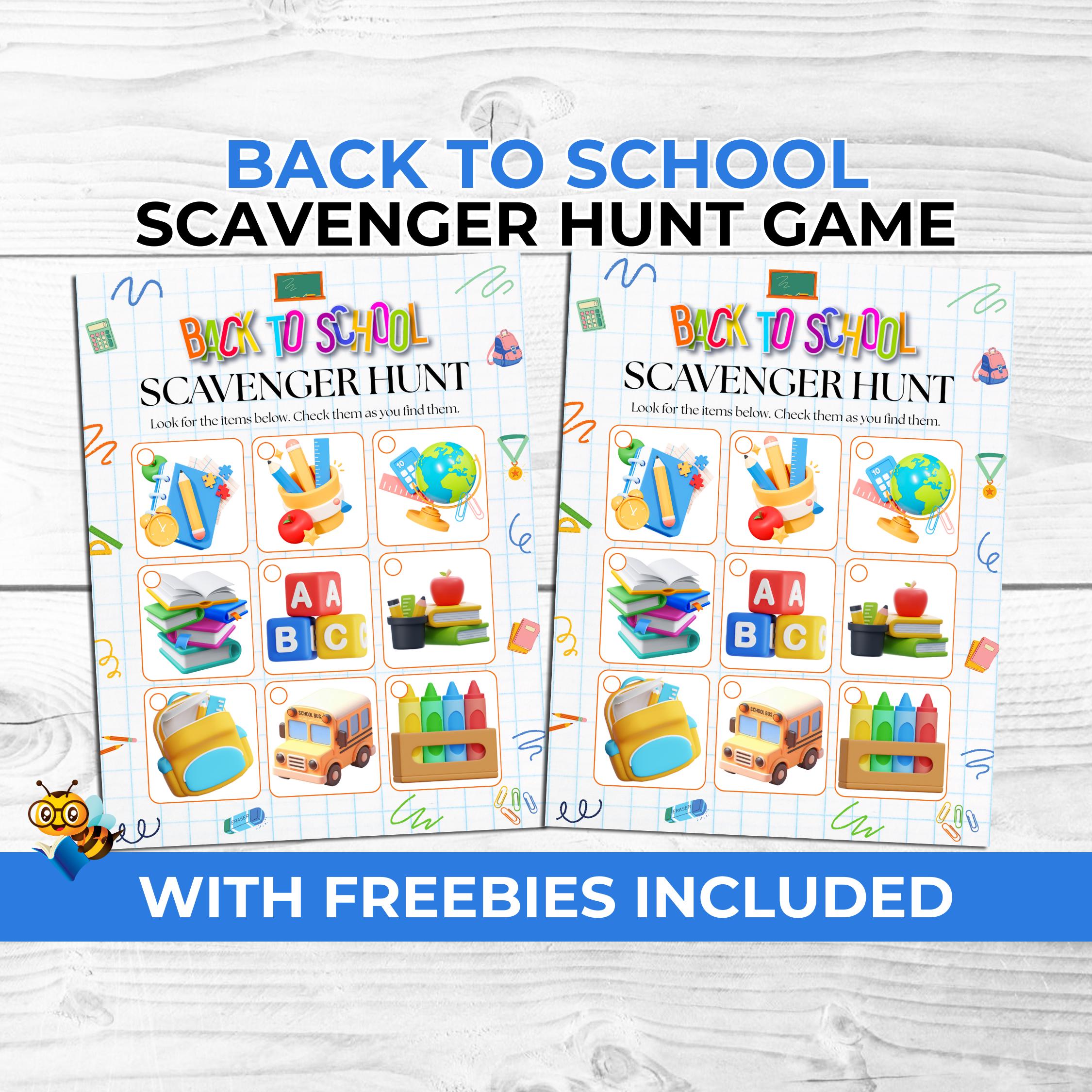 Back to School Scavenger Hunt Game for Kids | First Day of School ...