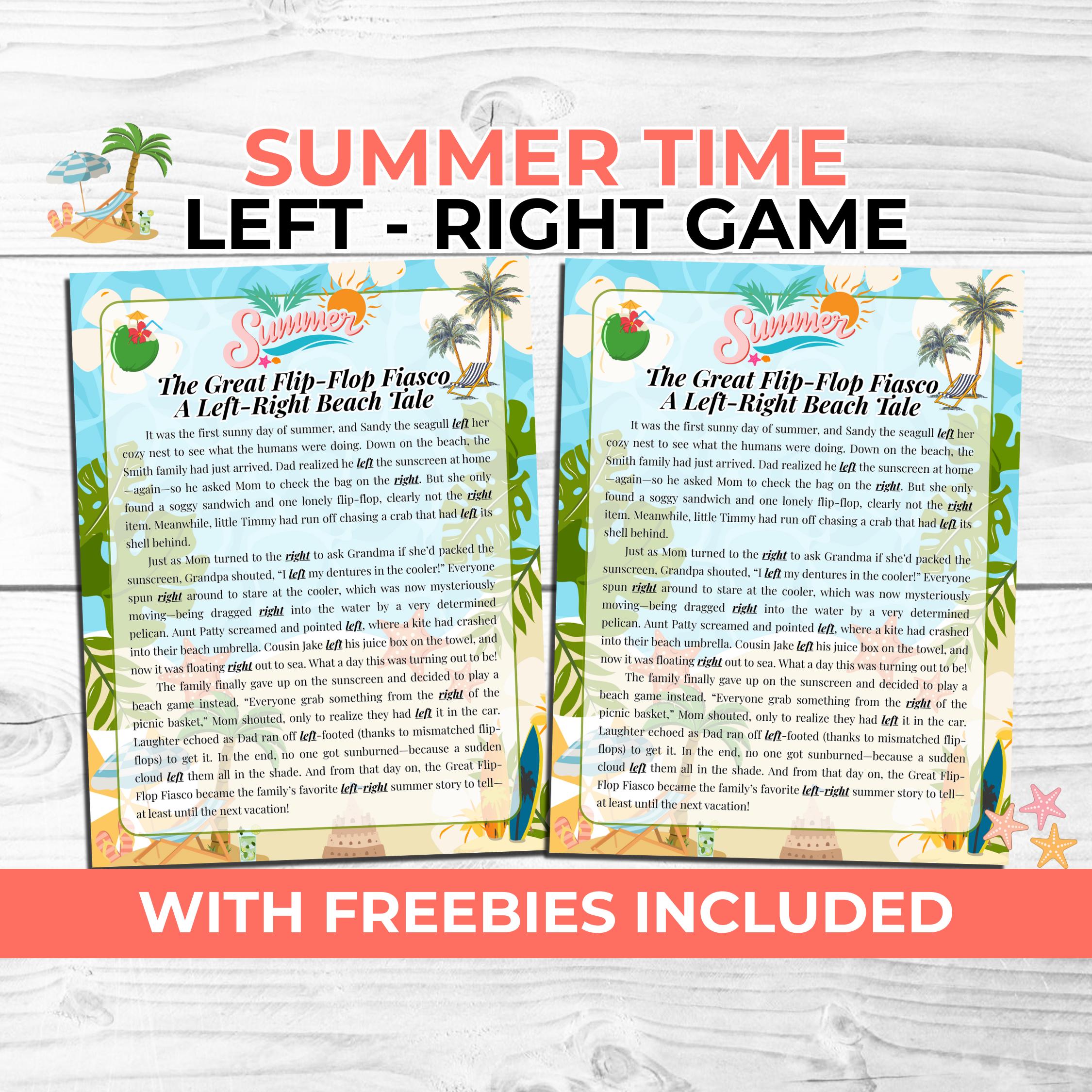 Summer Left Right Game for Beach Party, BBQ, Family Reunion, or Kids ...
