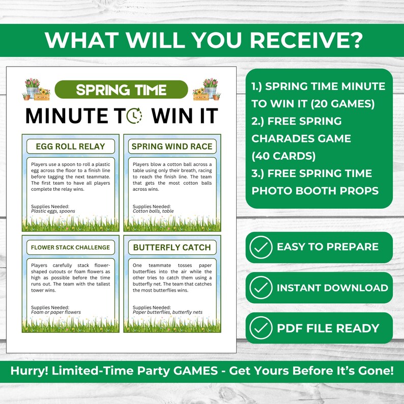 Spring Minute to Win It Games for Kids & Adults | Fun Spring Party ...