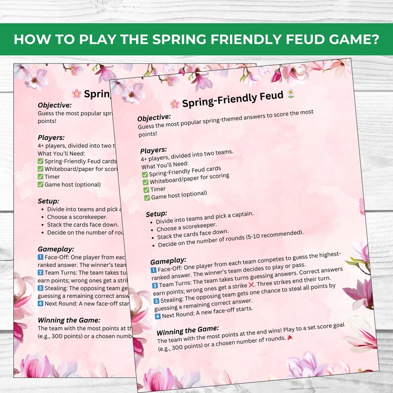 Spring Feud Game Printable | Fun Spring Feud Style Game Show for ...