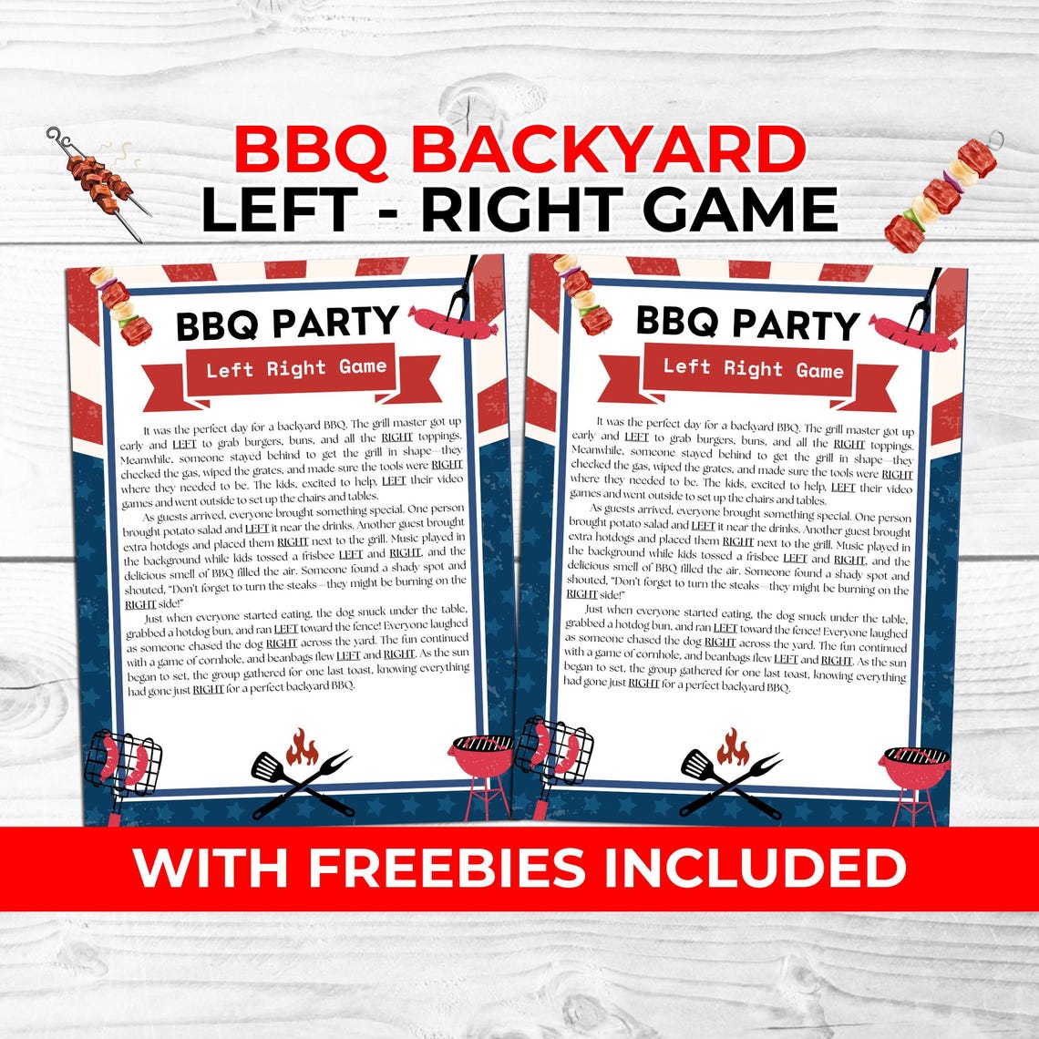 BBQ Left Right Game for Families & Kids – Backyard Party Game + FREE ...