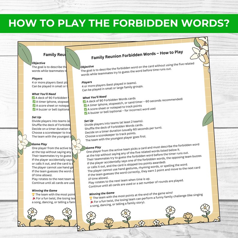 Family Reunion Forbidden Words Game - Fun Icebreaker for Large Families ...