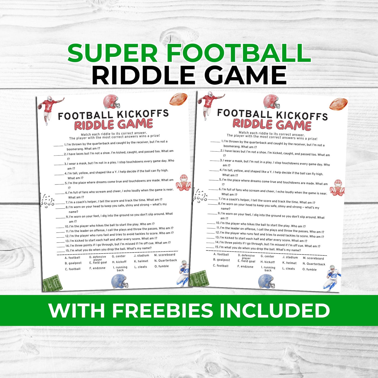 Football Riddle Game Printable for Kids, Teens & Adults | Fun Tailgate ...