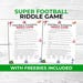 Football Riddle Game Printable for Kids, Teens & Adults | Fun Tailgate ...