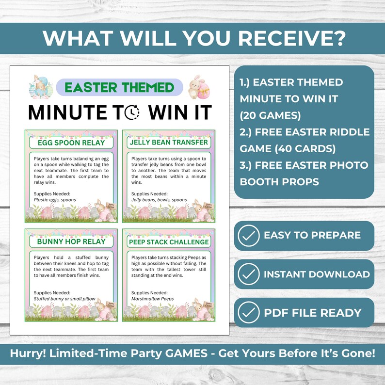 Easter Minute to Win It Games Bundle | Fun Easter Party Games for Kids ...
