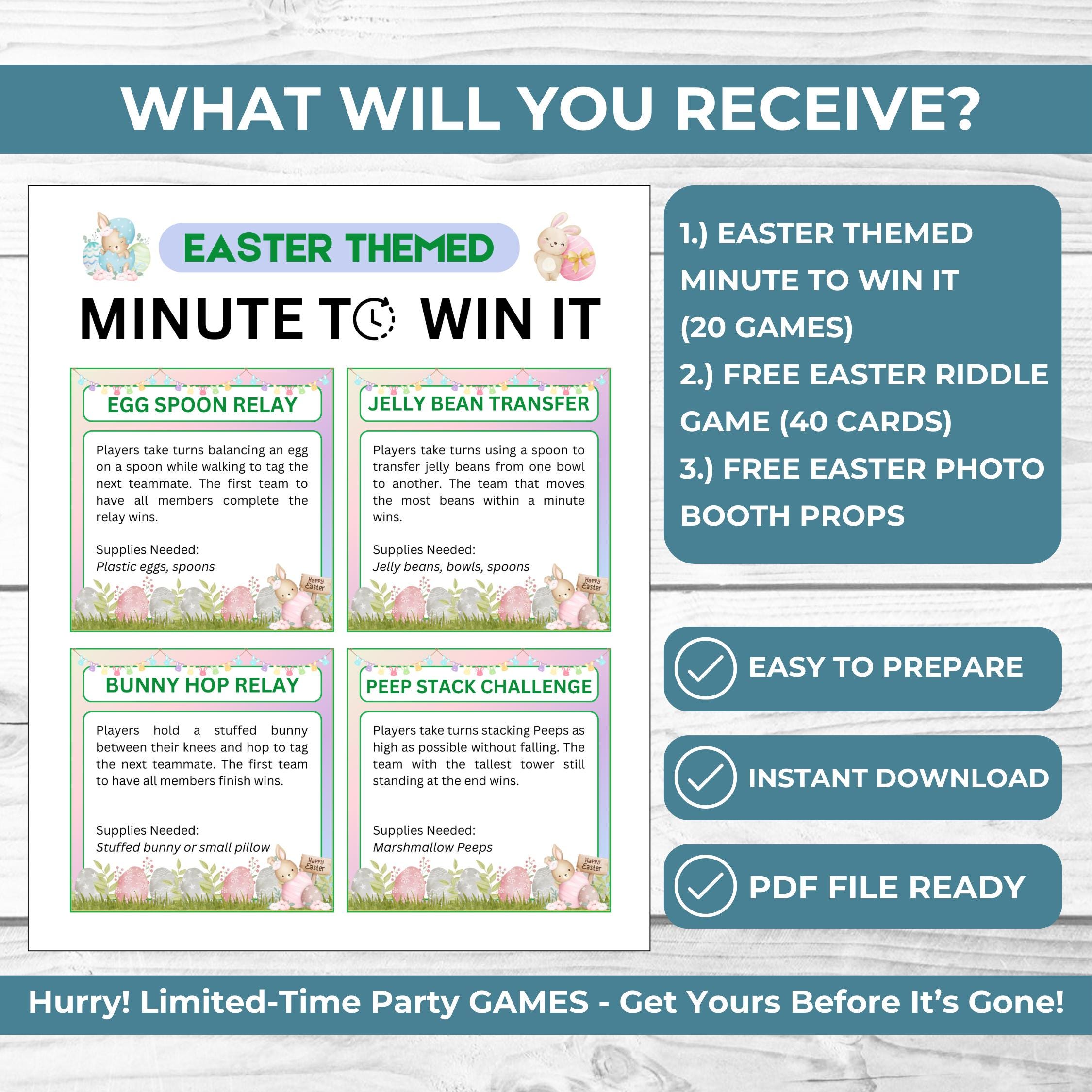 Easter Minute to Win It Games Bundle | Fun Easter Party Games for Kids ...