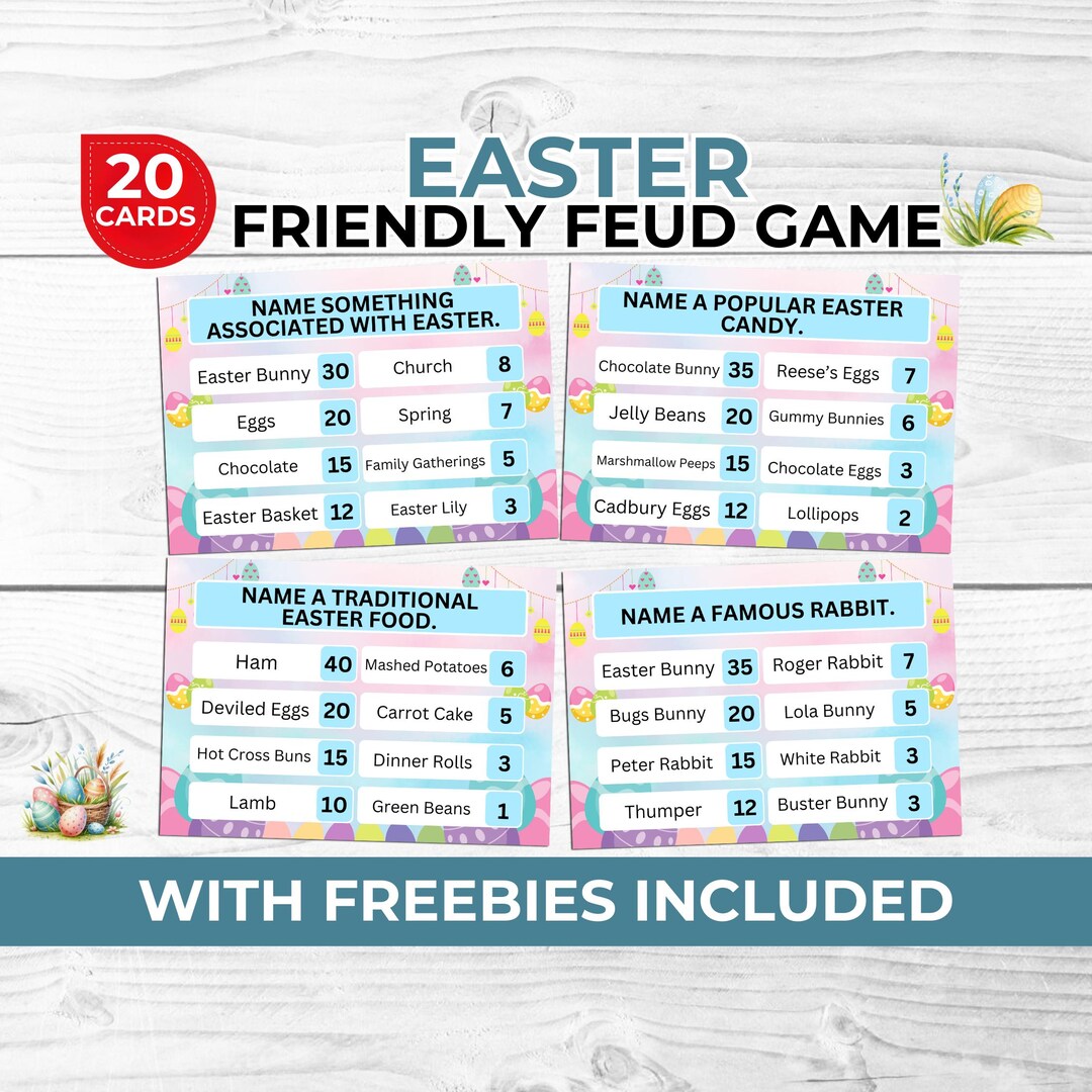 Easter Friendly Feud Game Printable - Fun Easter Party Game for ...