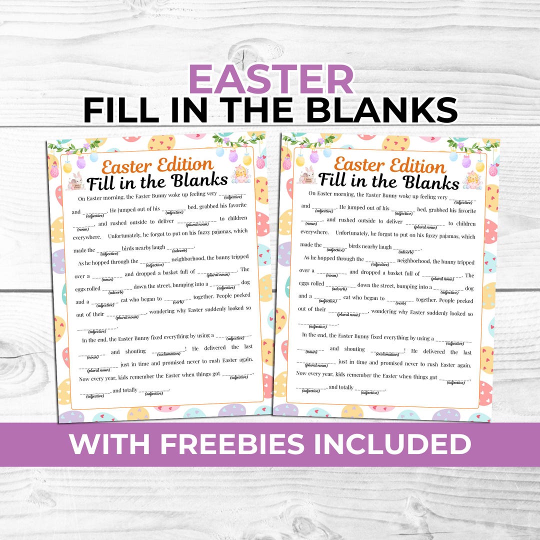 Easter Fill in the Blanks Game Printable for Kids & Adults Funny Family ...