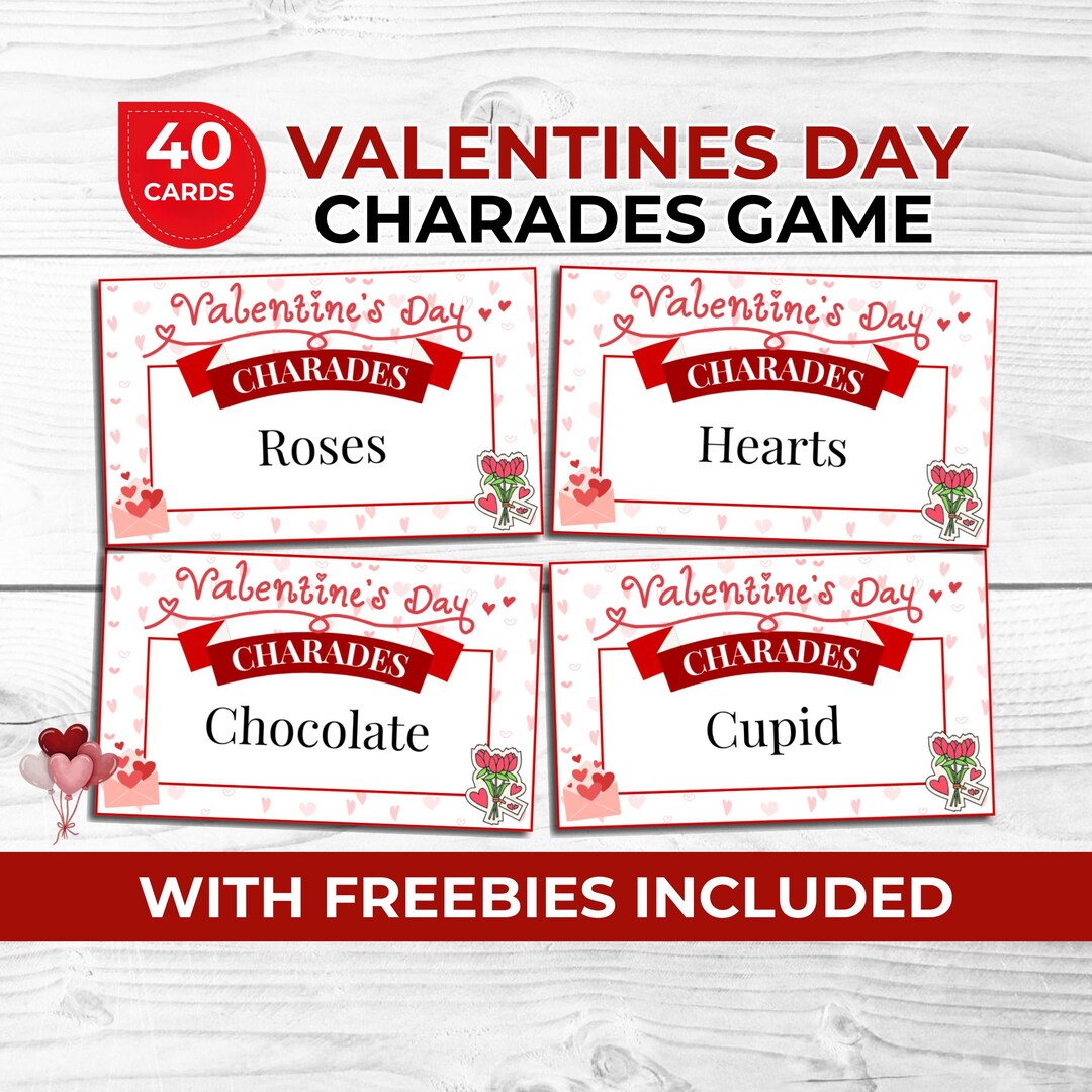 Valentine’s Day Charades Game Printable for Kids, Couples and Families ...