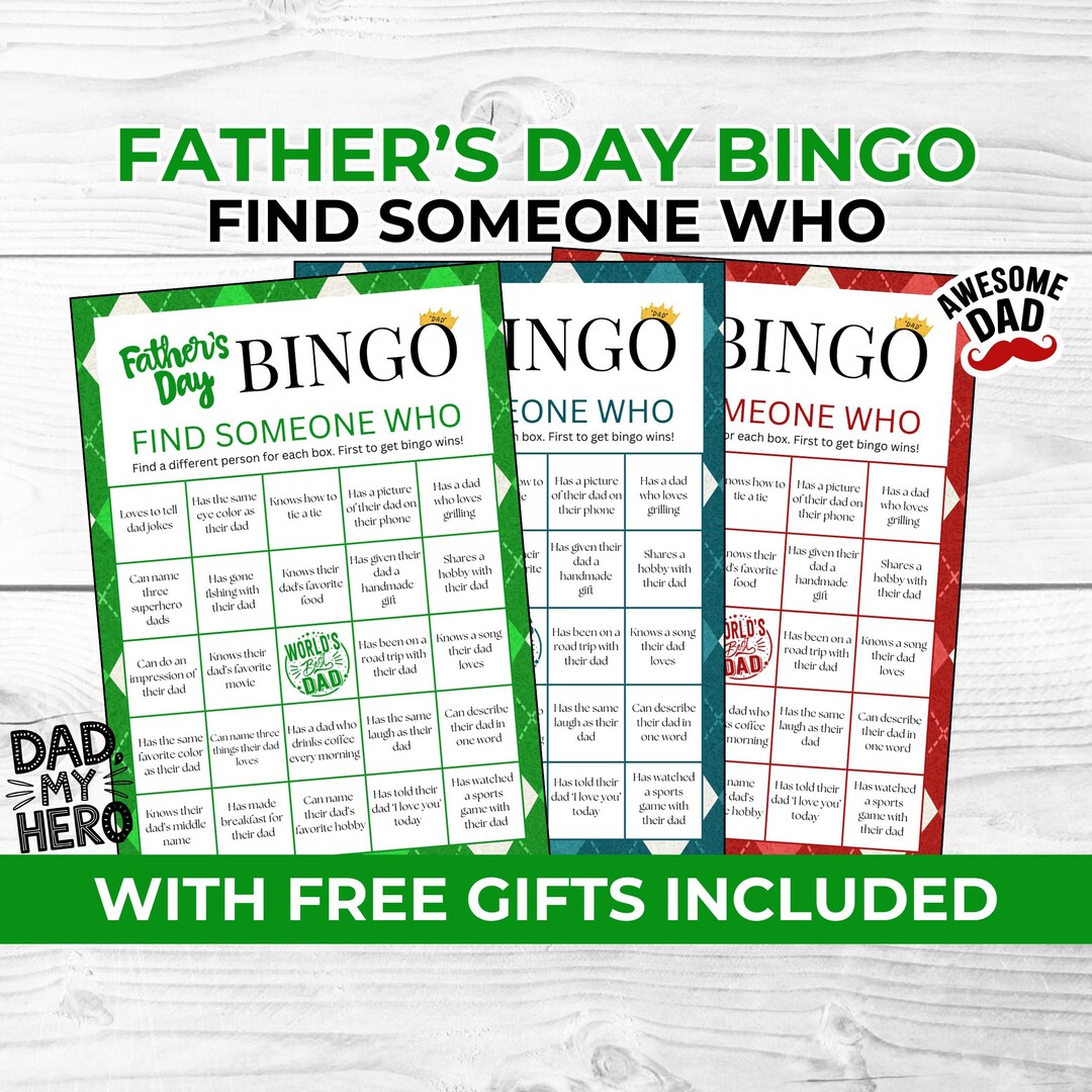 Father's Day Bingo Game Find Someone Who - Fun Dad Party Activity for ...