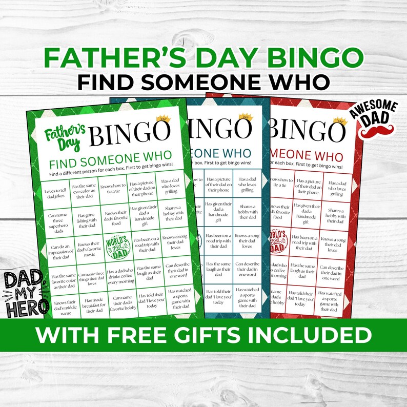 Father's Day Bingo Game Find Someone Who - Fun Dad Party Activity for ...